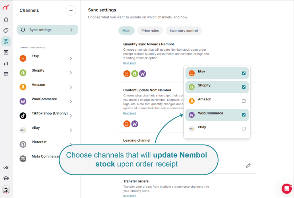 Quantity sync function on Nembol