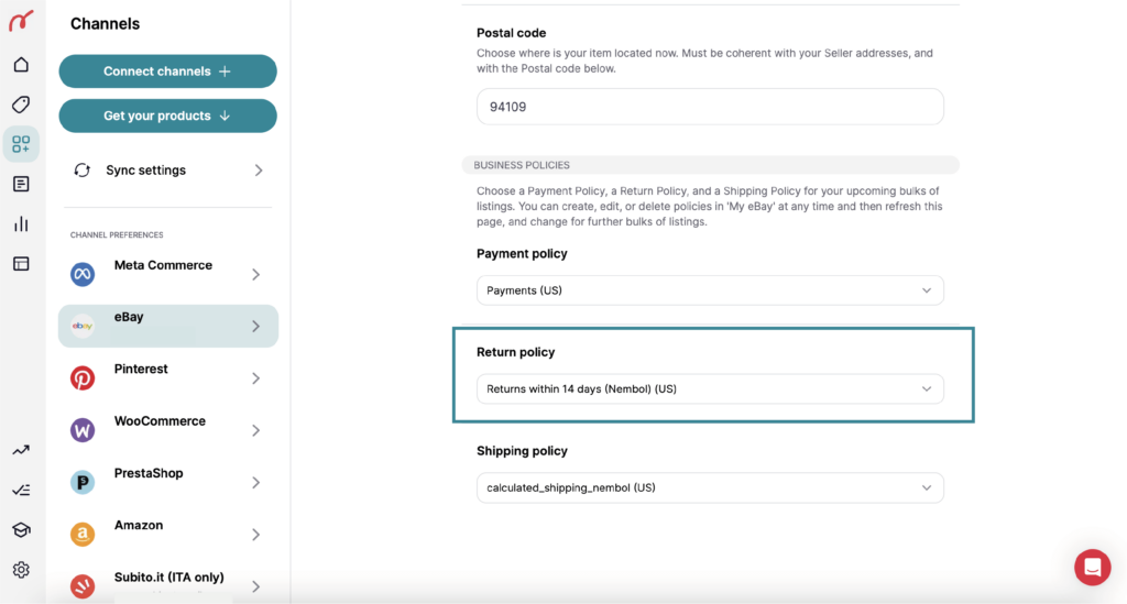 Solve eBay error Please specify a valid return policy. ErrorCode: 21916328