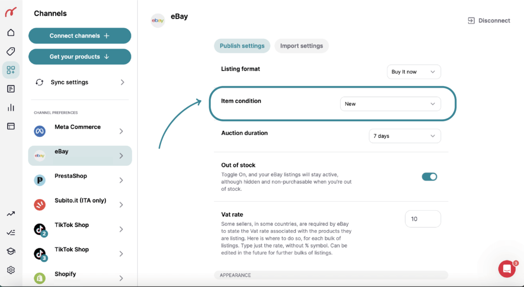 The provided condition id is invalid for the selected primary category ...